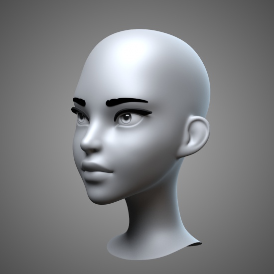 Cartoon Female Head • 3D Model • IndieArt