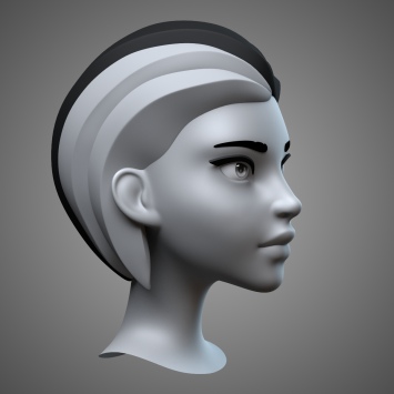 Cartoon Female Head • 3D Model • IndieArt